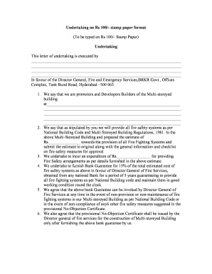 Fillable Online Undertaking on Rs 100/- stamp paper format Fax Email ...