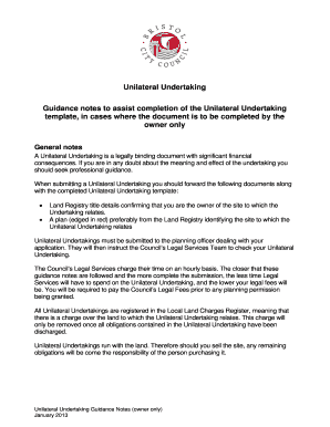 Fillable Online Unilateral Undertaking Fax Email Print - pdfFiller