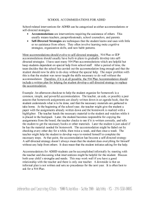 Fillable Online SCHOOL ACCOMMODATIONS FOR ADHD Fax Email Print - pdfFiller