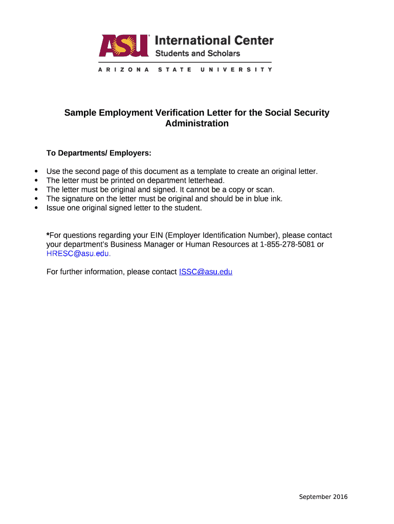 Sample Employment Verification Letter for the Social Security ...