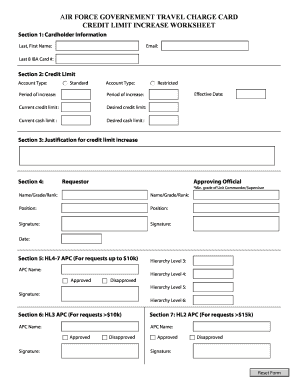 Fillable Online AIR FORCE GOVERNEMENT TRAVEL CHARGE CARD Fax Email ...