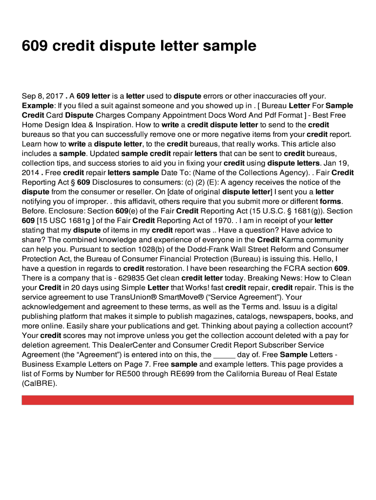 Fillable Online 609 credit dispute letter sample Fax Email Print ...