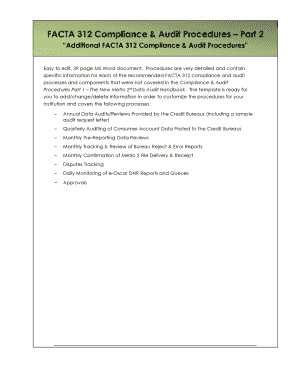 Fillable Online FACTA 312 Compliance & Audit Procedures Part 2 Fax ...