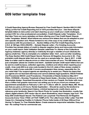 Fillable Online 609 letter template free Fax Email Print - pdfFiller