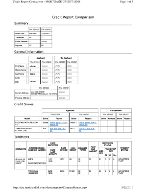 Fillable Online Credit Report Comparison - MORTGAGE CREDIT LINK Fax ...