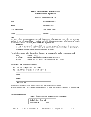 Fillable Online Employee Records Request Form Fax Email Print - pdfFiller