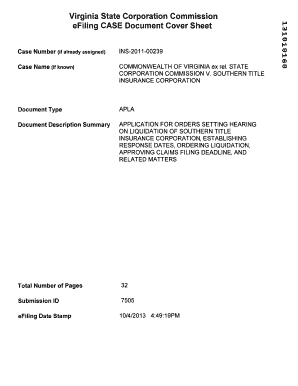 Fillable Online eFiling CASE Document Cover Sheet Fax Email Print ...