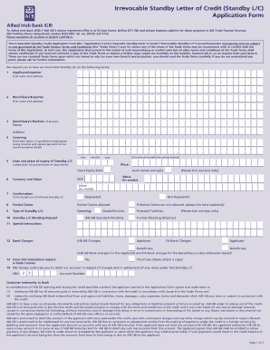 Fillable Online Irrevocable Standby Letter of Credit (Standby L/C) Fax ...