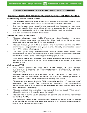 Fillable Online USAGE GUIDELINES FOR OBC DEBIT CARDS Fax Email Print ...