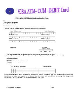 Fillable Online VISA ATM-CUM-Debit Card Application Form Fax Email Print - pdfFiller