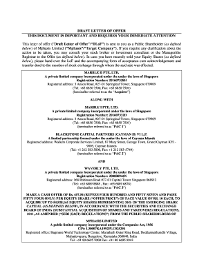 Fillable Online This letter of offer (Draft Letter of Offer/DLoF) is ...