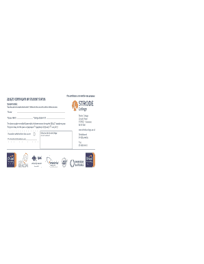Fillable Online 2016/17 CERTIFICATE OF STUDENT STATUS Fax Email Print ...