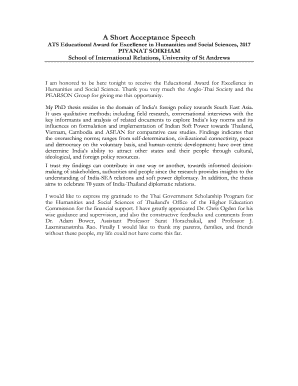 Fillable Online A Short Acceptance Speech Fax Email Print - pdfFiller