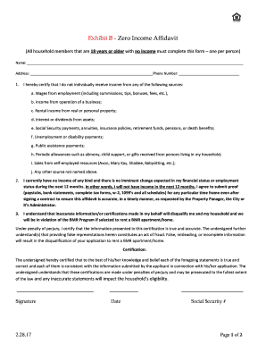 Fillable Online Exhibit B - Zero Income Affidavit Fax Email Print ...