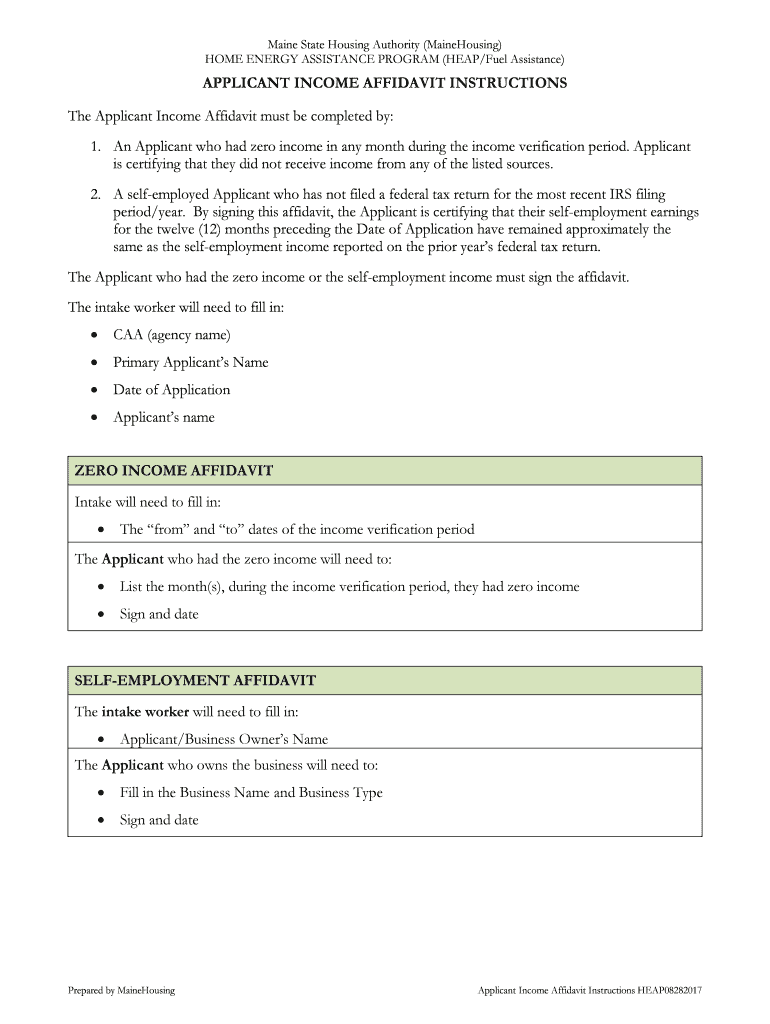 Fillable Online APPLICANT INCOME AFFIDAVIT INSTRUCTIONS Fax Email Print ...