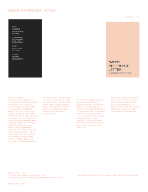Fillable Online NANNY REFERENCE LETTER Fax Email Print - pdfFiller