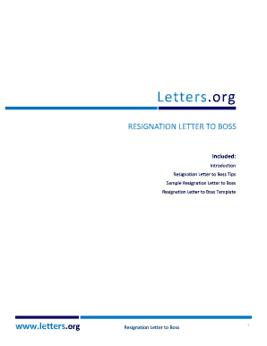 Fillable Online RESIGNATION LETTER TO BOSS Fax Email Print - pdfFiller