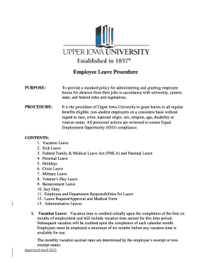 Fillable Online Employee Leave Procedure Fax Email Print - pdfFiller