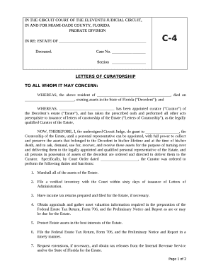 LETTERS OF CURATORSHIP Doc Template | pdfFiller