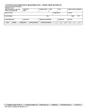 CONTROLLED SUBSTANCE REGISTRATION - INSPECTION REPORT B Doc Template ...