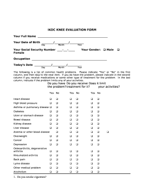 IKDC KNEE EVALUATION - orthodoc aaos Doc Template | pdfFiller