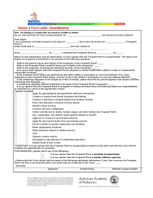 Doctors Letter: Guardianship Doc Template | pdfFiller