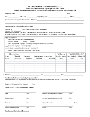 500: Supplemental Pay/Wage New Hire Doc Template | pdfFiller