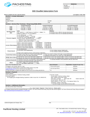 SSD CloudNet Subscription Doc Template | pdfFiller
