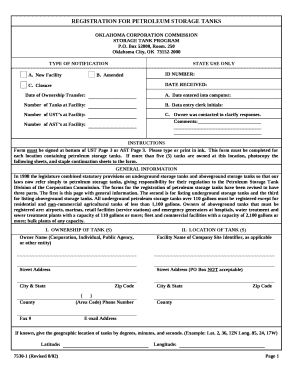 REGISTRATION FOR PETROLEUM STORAGE TANKS Doc Template | pdfFiller