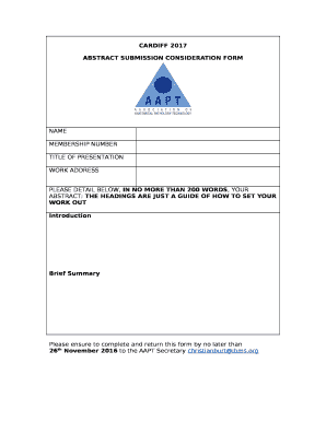 ABSTRACT SUBMISSION CONSIDERATION Doc Template | pdfFiller
