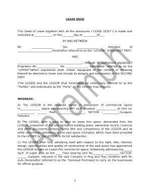 This Deed of Lease together with all the annexures (LEASE DEED) is made ...