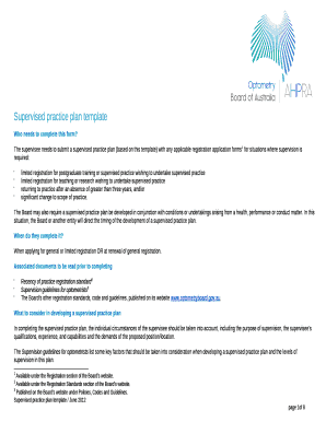 Supervised practice plan template Doc Template | pdfFiller