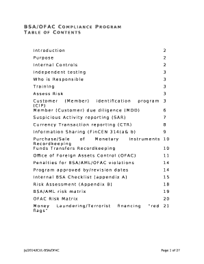 BSA/OFAC Compliance Program Doc Template | pdfFiller