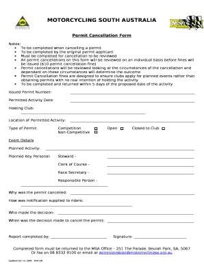Permit Cancellation Doc Template | pdfFiller