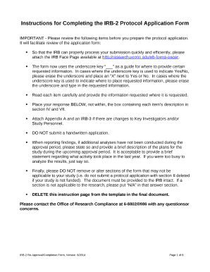 Instructions for Completing the IRB-2 Protocol Application - research ...