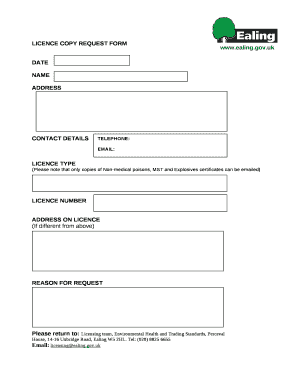 LICENCE COPY REQUEST Doc Template | pdfFiller