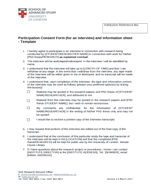 Participation Consent (for an interview) and Ination sheet - Template ...