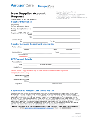 New Supplier Account Request Doc Template | pdfFiller