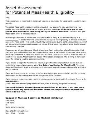 for Potential MassHealth Eligibility Doc Template | pdfFiller