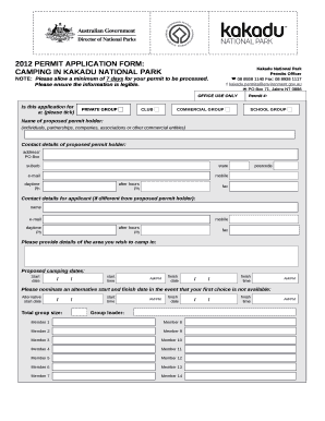 2012 PERMIT APPLICATION : Doc Template | pdfFiller