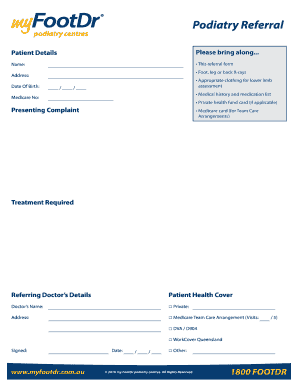 Fillable Online Podiatry Referral Fax Email Print - pdfFiller