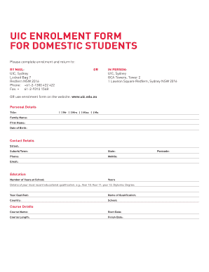 Fillable Online UIC ENROLMENT FORM Fax Email Print - pdfFiller