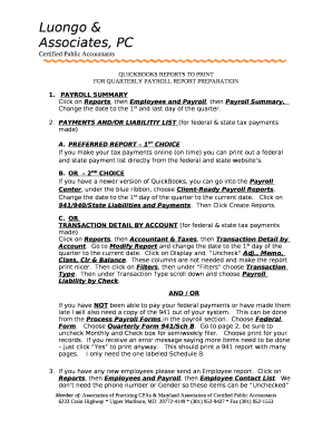 QUICKBOOKS REPORTS TO PRINT Doc Template | pdfFiller