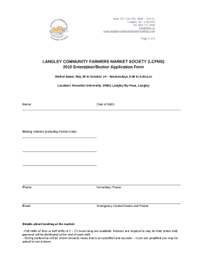 2015 Entertainer/Busker Application Doc Template | pdfFiller