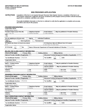 IRIS PROVIDER APPLICATION Doc Template | pdfFiller