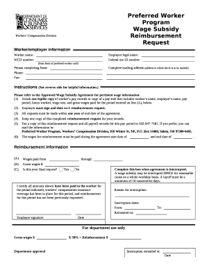 Preferred Worker Program - wcd oregon Doc Template | pdfFiller