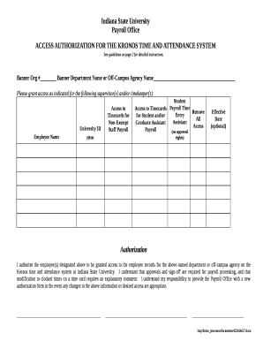 ACCESS AUTHORIZATION FOR THE KRONOS TIME AND ATTENDANCE SYSTEM Doc ...