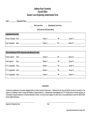 Banner Leave Reporting Authorization Doc Template | pdfFiller