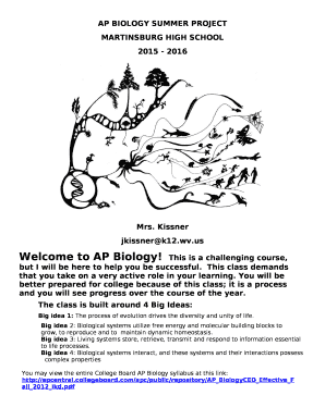 AP BIOLOGY SUMMER PROJECT Doc Template | pdfFiller