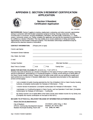 Appendix C: Section 3 Resident Certification Application Doc Template | pdfFiller